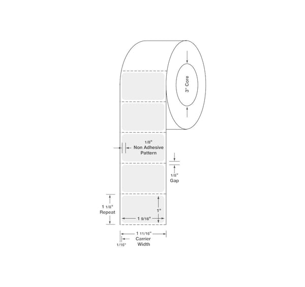 Centurion Labels: Direct Thermal Printer Label, 1-9/16" x 1" 3500/Roll ...