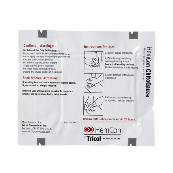 Tricol Biomedical Inc ChitoGauze OTC Hemostatic Gauze Dressings 1030 ...