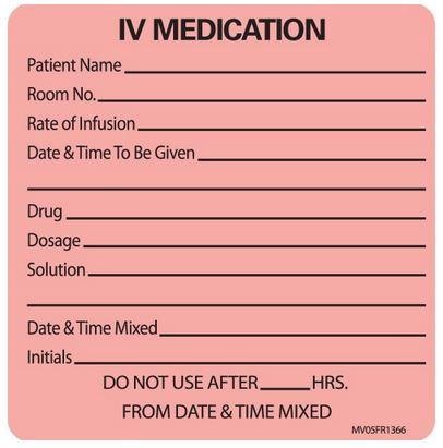 Pdc Healthcare PDC Healthcare Permanent Paper IV Medication Label - PF ...